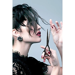 BEAUTICONE Hair Cutting Scissors | 6.5 Inch Stainless Steel Barber Scissors | Hairdressing Scissors for Salon | Smooth & Sharp Edge Blades, Razor Edge - Hair Scissors for Men & Women (Black)