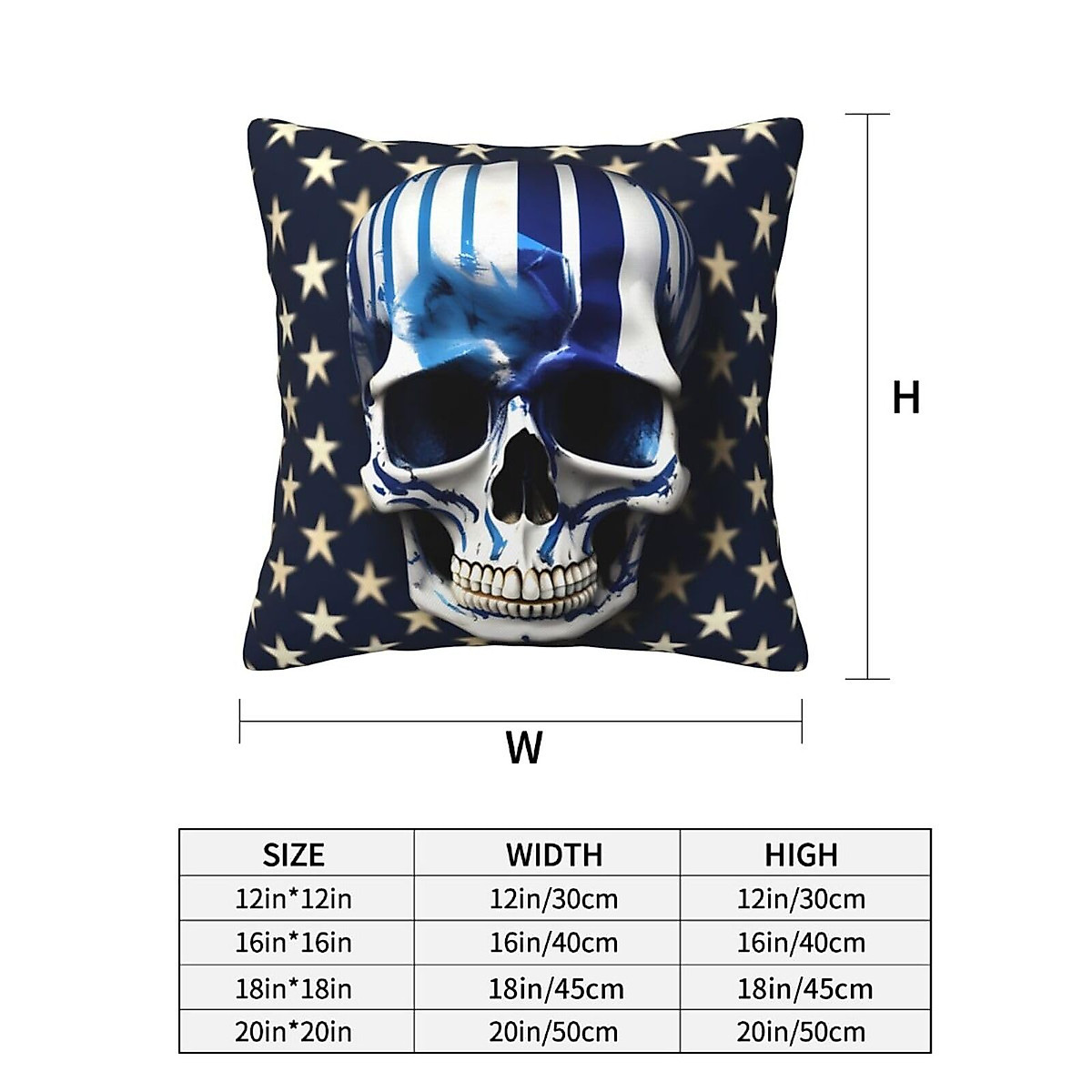 Blue Stripe Stars Skull Square Throw Pillow Covers - Set of 2 Pillow Covers Home Decor for Couch,Bed,Sofa,Bedroom,Car