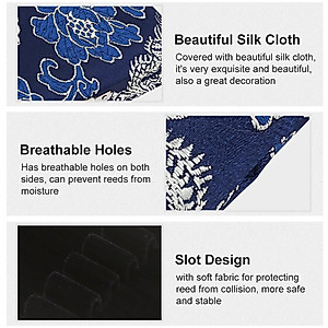 Oboe Reed Case,Oboe Reed Oboe Reeds Protect Against Moisture Wooden + Silk Cloth Cover Reed Case Holder Storage Box for 6pcs Oboe Reeds Maple Wooden (Blue) Oboe Reed Case Blue Box Kit Reeds Moistu