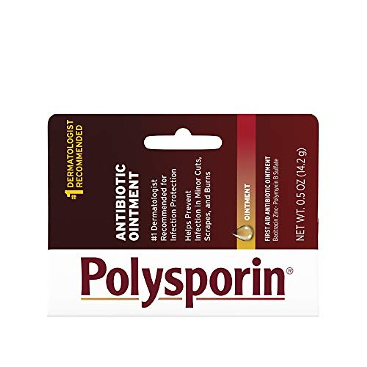 Polysporin First Aid Topical Antibiotic Skin Ointment with Bacitracin Zinc & Polymyxin B Sulfate, for Infection Protection & Wound Care, Neomycin-Free, Travel Size, 0.5 oz