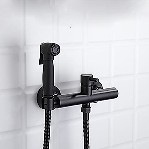 MINJING Toilet Shower Spray Mixer Set Black Multifunction Hot and Cold Wall Mounted Bidet Attachment Faucet Sprayer Kit for Toilet Bathroom Toilet Bidet Mixer Spray Kit