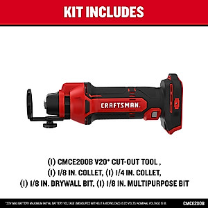CRAFTSMAN 20V MAX Cut Out Tool, Cordless Drywall Cutting, Bare Tool Only (CMCE200B)