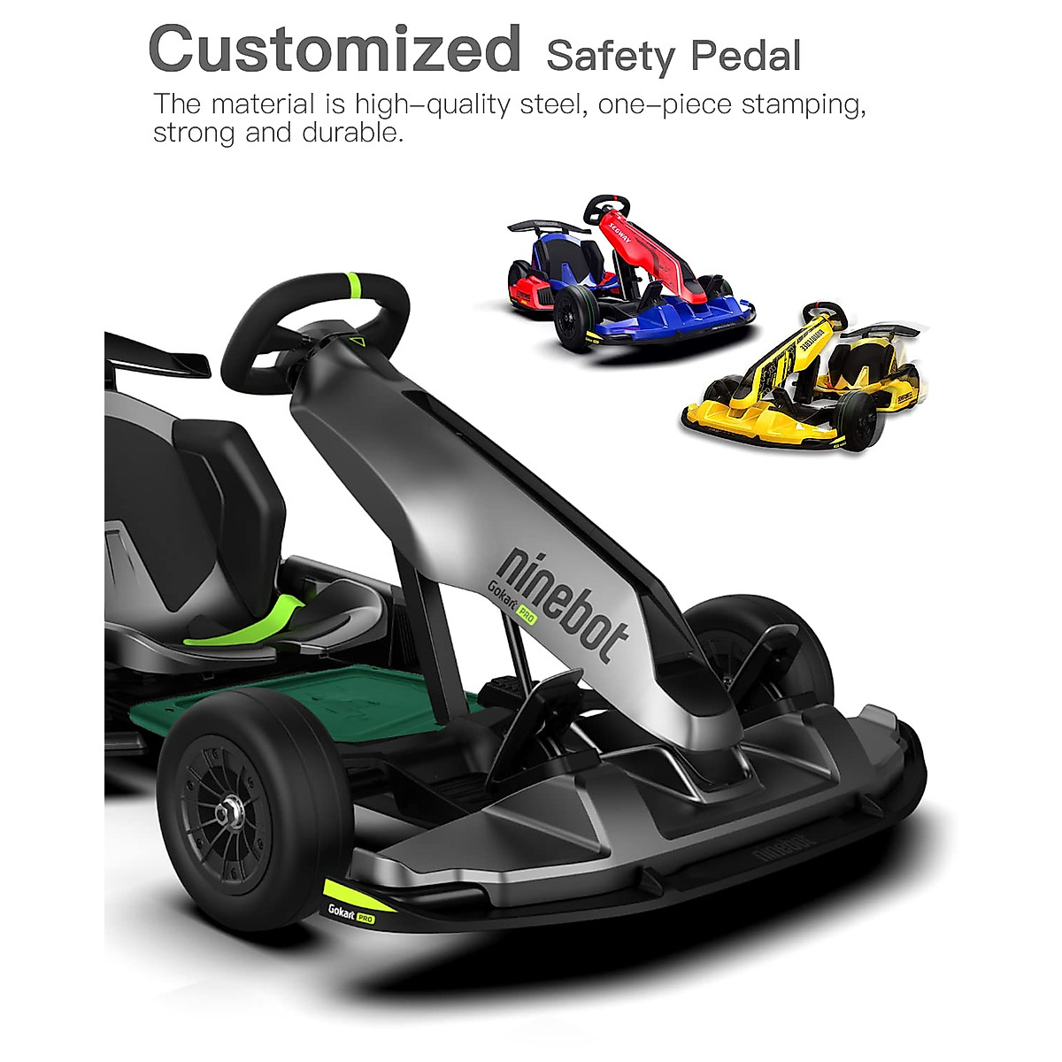 HulkGoo Gokart Safety Pedal Replacements Compatible with Ninebot by Segway Gokart Kit/GoKart PRO, Stainless Steel Foot Pedal Bezel Spare Parts Go Kart Kit Refit Parts