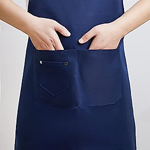 WOWHIZ Artist Apron for Men Women,Safety Canvas Aprons Teaching Baking Cooking Kitchen Chef Garden Pottery Painting Aprons 3 Pockets, Navy Blue