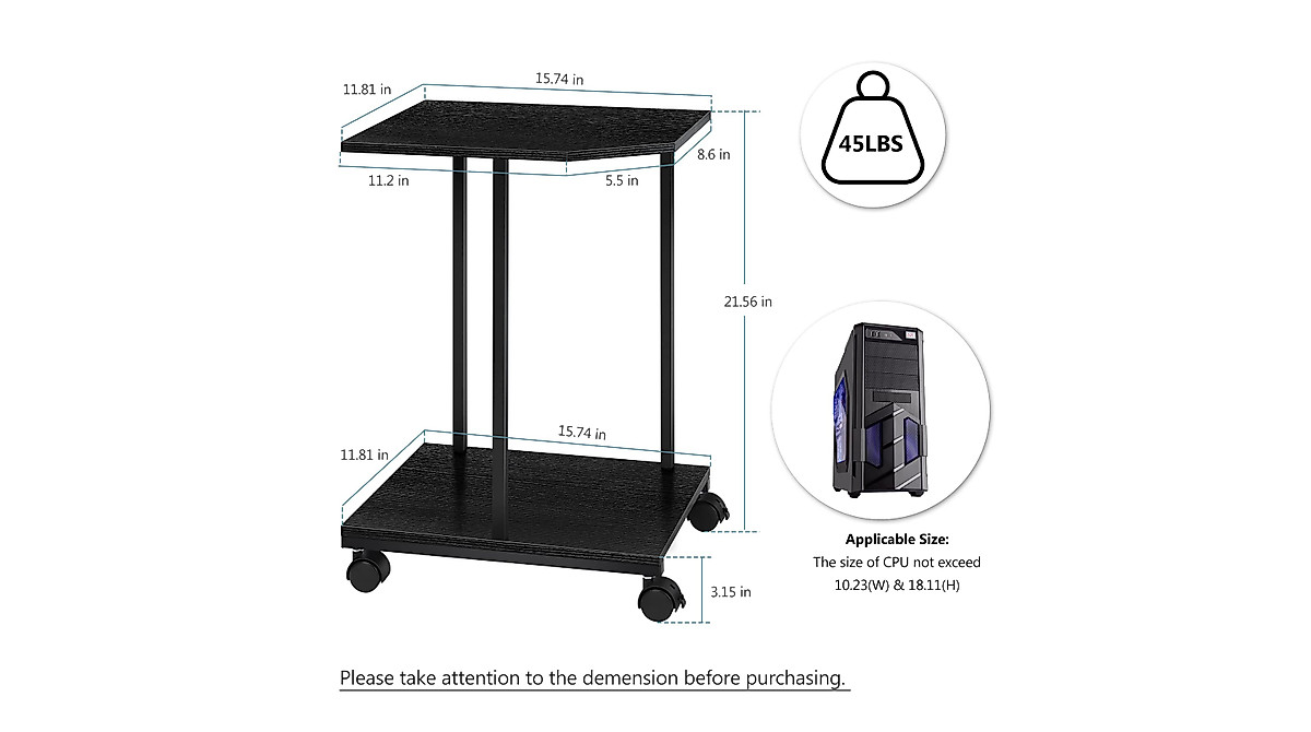 Computer Tower Stand with Lockable Wheels | Space-Saving CPU Holder