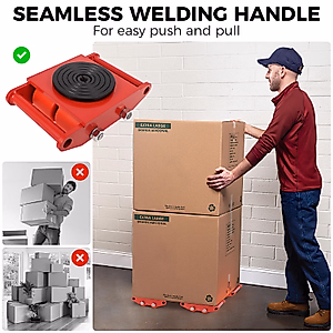 Garvee Industrial Machinery Dolly, 6 Ton / 13200 lbs Machinery Skate, Heavy Duty Carbon Steel Machinery Moving Skate with 360° Rotation Anti-Skid Cover and 4 PU Wheels, for Workshops, Warehouses,Red