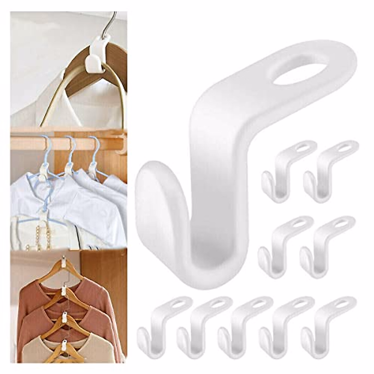 WYBF 50Pcs Clothes Hanger Connector Hooks - Drop Connecting Hanger Hooks,Space-Saving Hanger Extender Clips,Outfit Hangers Suitable for Christmas Home Bedroom Decorations