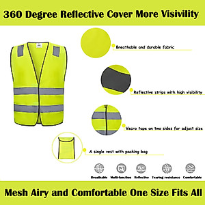 Lavori-AK Yellow Safety Vests 5 Pack- ANSI Class 2,Yellow Reflective High Visibility Construction Work Vests for Men,Woman,Hi Vis Mesh and Neon Silver Strip