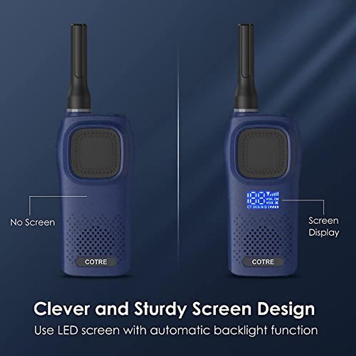 COTRE DMR 2 Way Radio - Digital&Analog Business Walkie Talky for Adults, Up to 2W Long Range Walky Talky, Automatic Backlight LED Screen, 30H Standby Time, 2 Charging Mode