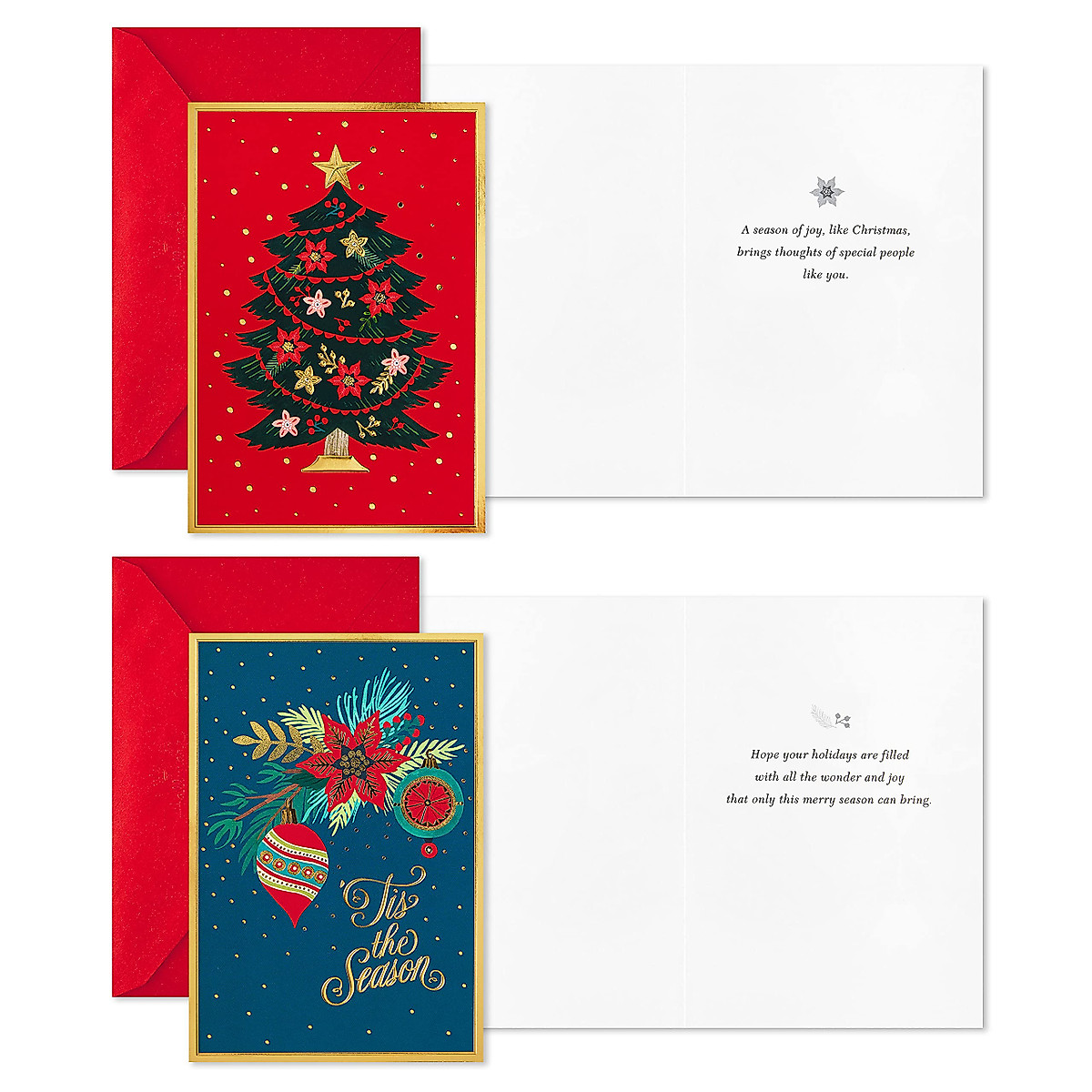 Hallmark Boxed Christmas Cards Assortment, Festive Foil (40 Cards and Envelopes)
