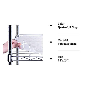 BRIAN & DANY Wire Shelf Liner 18" X 24", Heavy Duty Shelf Liners for Wire Shelving, Waterproof Protector Mats, Set of 5, Quatrefoil Grey