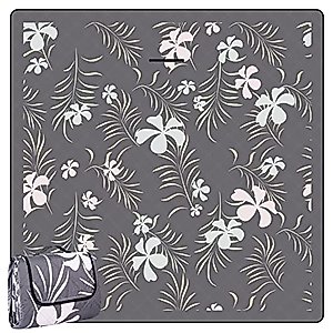 DEWUR Picnic Blankets 79"x79" Extra Large Outdoor Blanket Beach Blanket Waterproof SandProof Picnic Mat Washable Foldable Portable for Grass Lawn Beach Camping (Black Grey)
