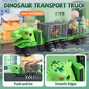 skirtoy DIY Building Dinosaur Toys for Kids, Take Apart Dinosaur Transport Truck with Playmat, 2 Dinosaur Toy, 4 Dino Figures, 2 Tools, Dinosaur Construction Playset Birthday Gift for Boy Girl