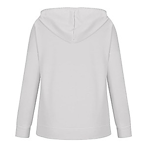 day prime october 2023 Women Hoodies Pullover Womens Casual Button Down Hoodie Sweatshirts Fall Fashion 2023 Outfits Long Sleeve Comfy Solid Pullover Hoodies White XL