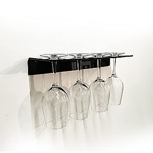 Wine Glass Rack|Stemware Holder|Wine Glass Organizer Glasses Storage Hanger for Bar Kitchen|Acrylic 2 pieces (Black)