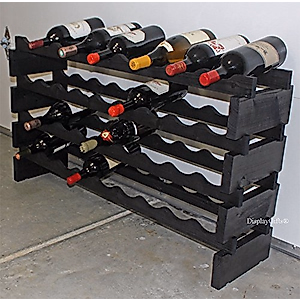 DisplayGifts Magnum Bottle Stackable Modular Wine Rack Storage Stand Wooden Holder Shelves WN50-1500 ml/1.5 Liter (Black Finish)