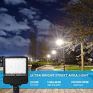 42000Lm LED Parking Lot Lights 300W LED Shoebox Light with Photocell, 5700K Outdoor Commercial Area Lighting, 1000W Metal Halide Equivalent, Dusk to Dawn Led Street Pole Light - Slip Fitter, UL-Listed