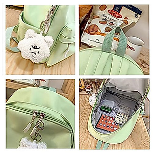 UNICOLD Kawaii Backpack With Cute Accessories Large Capacity Aesthetic Retro Bag (Green)