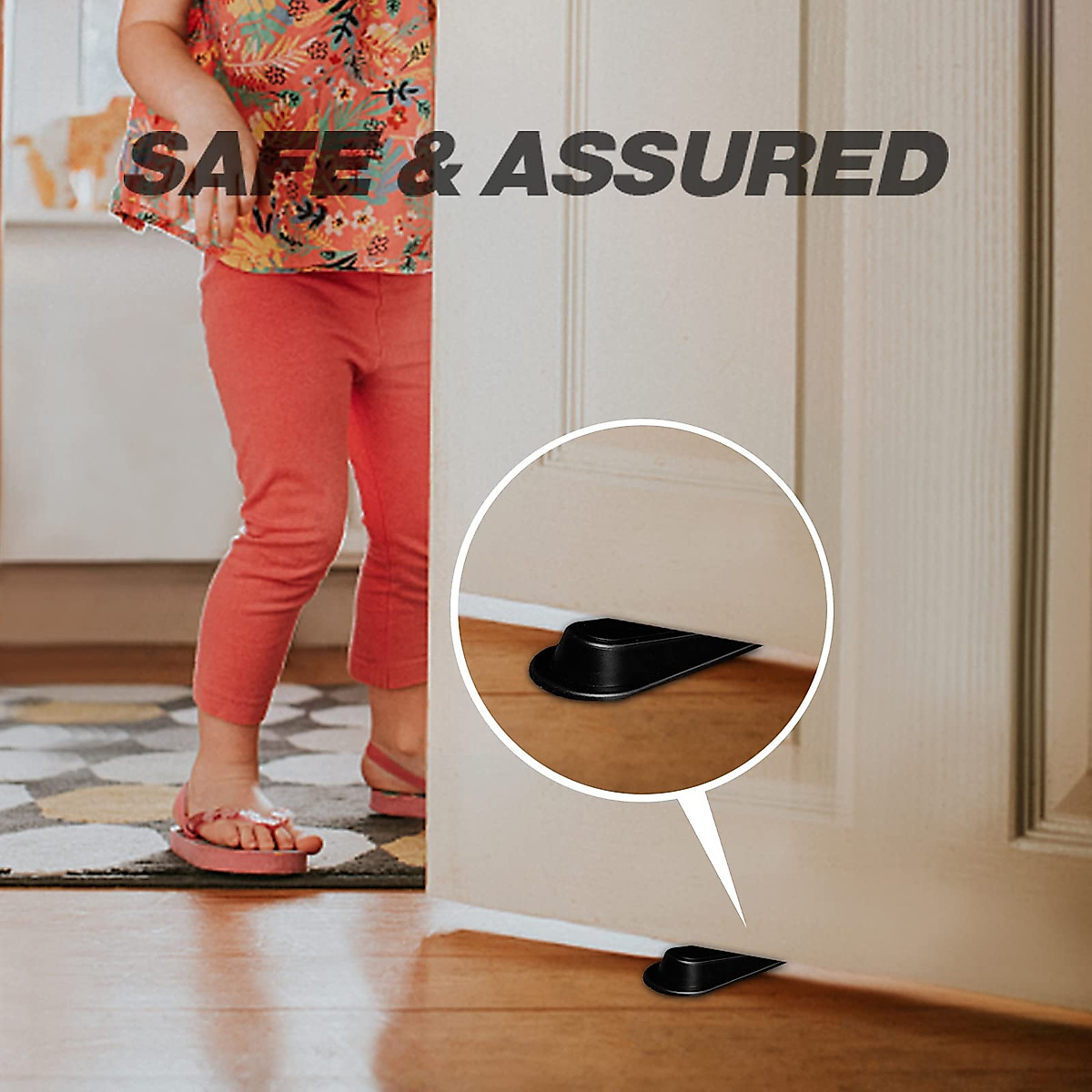 FASTENER TREE 3 Pack Non-Slip Rubber Door Wedge Stopper, Heavy Duty Door Stop 1" High White