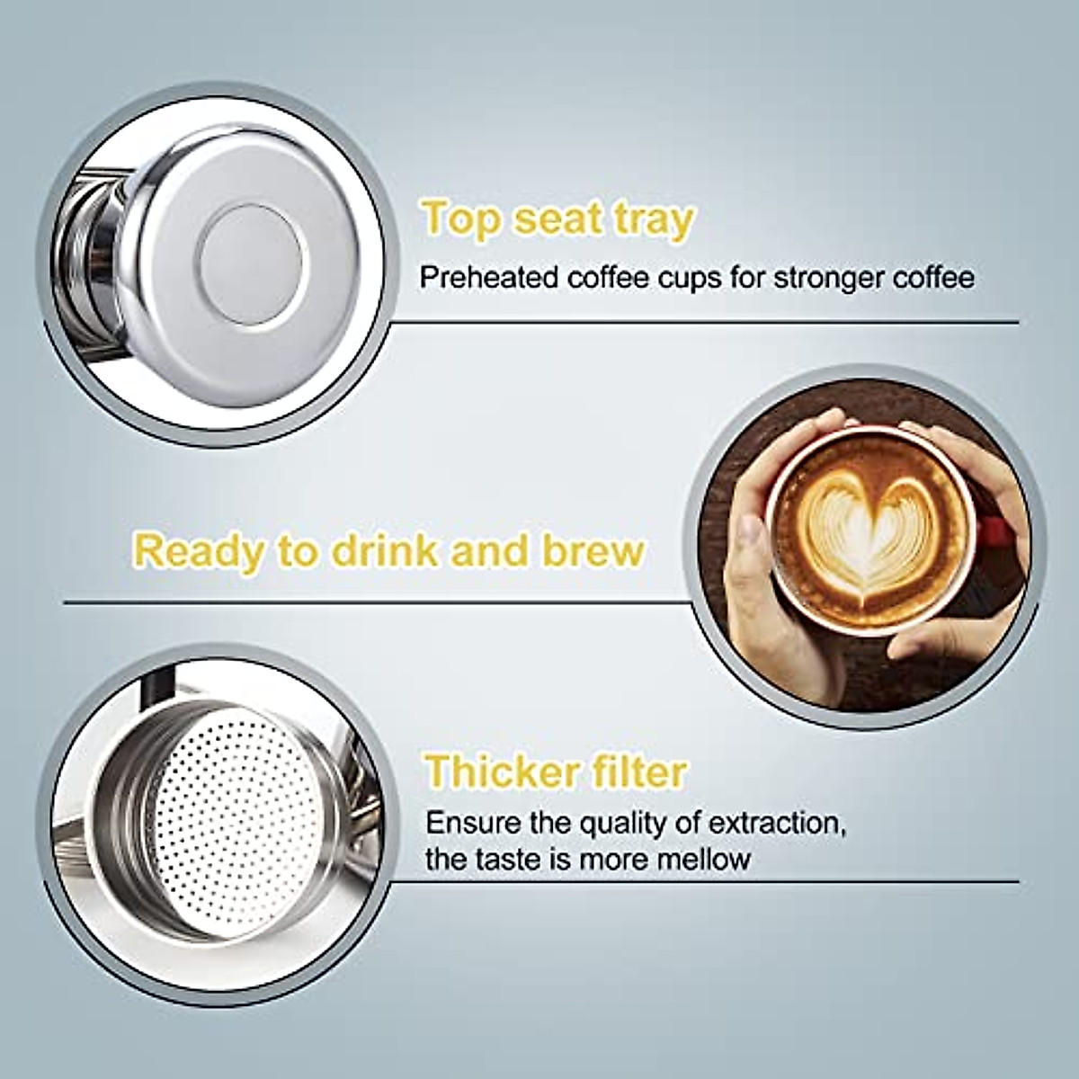 Stovetop Espresso Maker,8.3in Single Spout Stovetop Moka Pot,Stainless Steel Coffee Machine, Large Capacity Italian DIY Coffee Pot,Outdoor Brewed Coffee Cup for All Electric Ceramic Gas Stovet