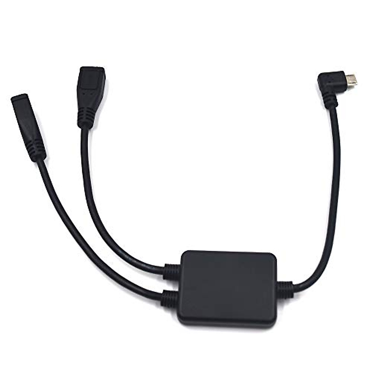 Kework Micro USB 5 Pin Splitter, 30cm Right Angle Micro USB Splitter Cable, 2 Ports Micro USB Hub 1 Male to 2 Female Extension Splitter Y Type Cable (Right Angle)