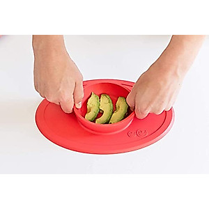 ezpz Tiny Collection Set (Lime) - 100% Silicone Cup, Spoon & Bowl with Built-in Placemat for First Foods + Baby Led Weaning + Purees - Designed by a Pediatric Feeding Specialist - 6 Months+