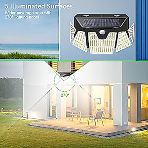 Solar Outdoor Lights, 310 LED Solar Motion Lights Outdoor IP65 Waterproof, 270 Degree Wide Angle 3 Optional Modes Solar LED Security Light for Garage Backyard Deck Steps Fence Driveway Porch Shed