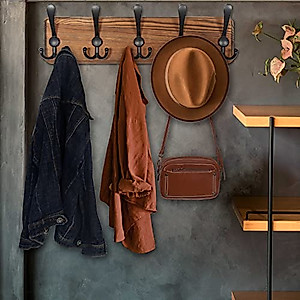 WEBI Coat Rack Wall Mount,Coat Hooks Wall Mounted,16’’ Hole to Hole,Wood Coat Hanger Wall,Hook Rack Rail,5 Triple Hooks for Hanging Coats,Jacket,Clothes