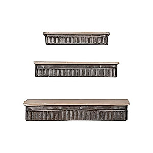 Creative Co-Op Metal & Wood Wall Shelves (Set of 3 Sizes)