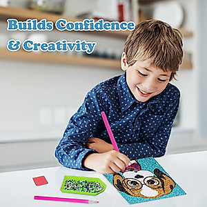 Labeol Diamond Art Kits for Kids Crafts for Girls Ages 6-8-10-12 Easy to DIY Creative Diamond Art Sticker Craft by Numbers Kits for Kids and Adult Beginners (6 Pack Cute)