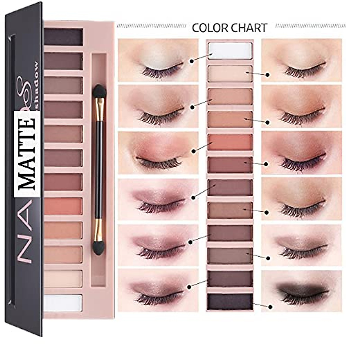 All in One Makeup Kit For Girls 12 Colors Nude Matte Eyeshadow Palette, Nude Foundation Face Primer, Makeup Brush, Makeup Sponge, Eyebrow Soap Kit, Lipstick Set, Winged Eyeliner Stamp Makeup Set (SetA)