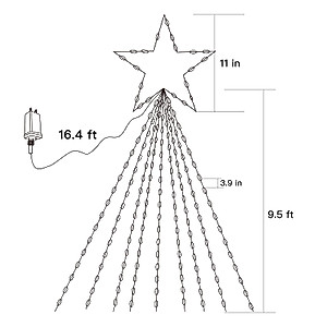 Outdoor Christmas Star String Lights, 16.4Feet Smart RGB Waterfall Tree String Light with APP Remote Control, 317LED DIY Timer Music Sync Shooting Star Lights for Indoor Outdoor Garden Decoration