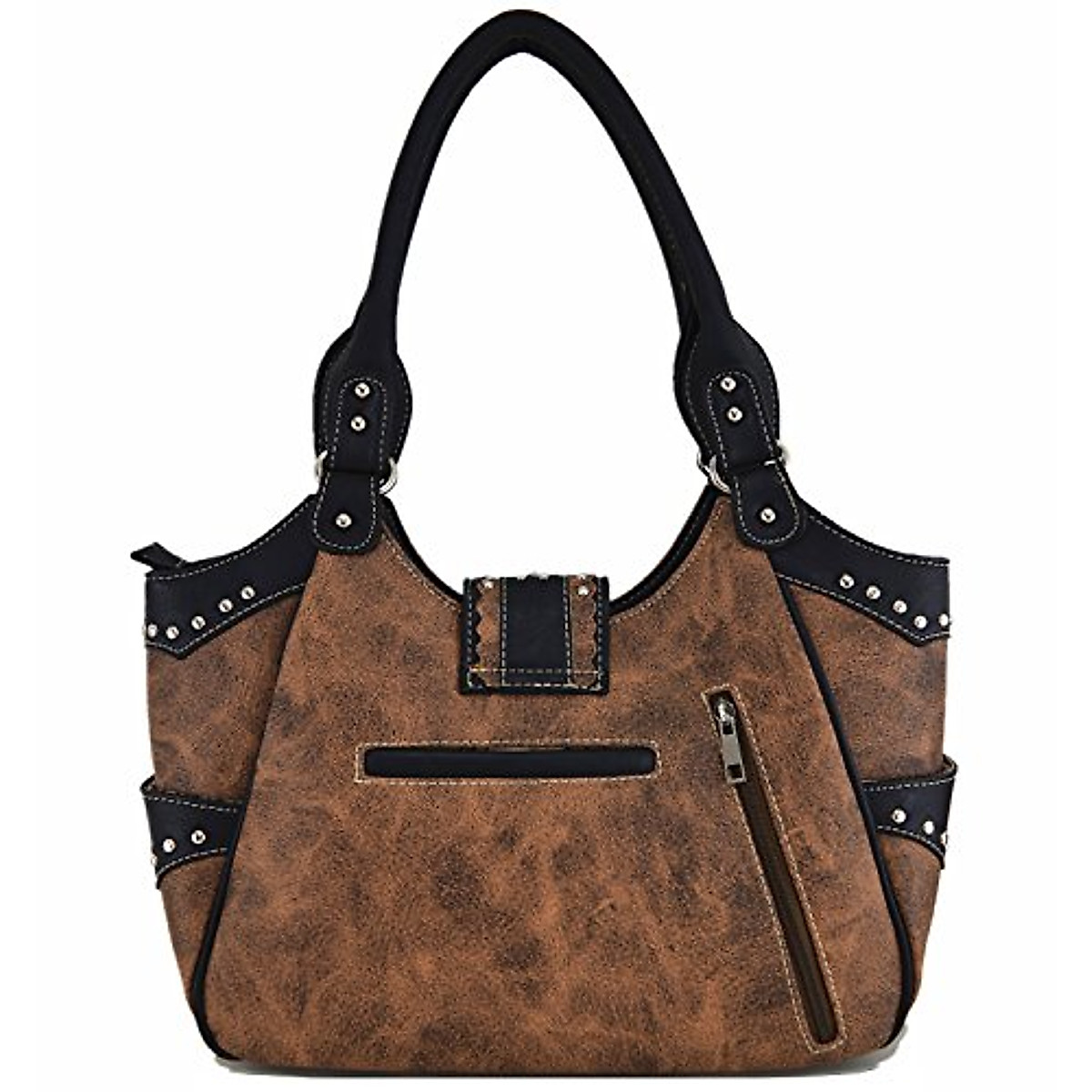 Western Style Berry Conchos Cowgirl Country Conceal Carry Purses Crossbody Handbags Women Shoulder Bags Wallet Set Brown