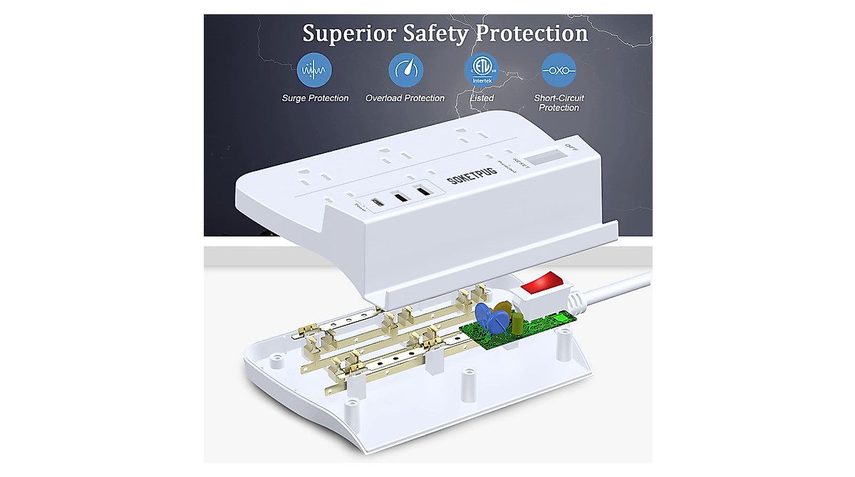 6-Outlet Power Strip with USB Ports - Surge Protector