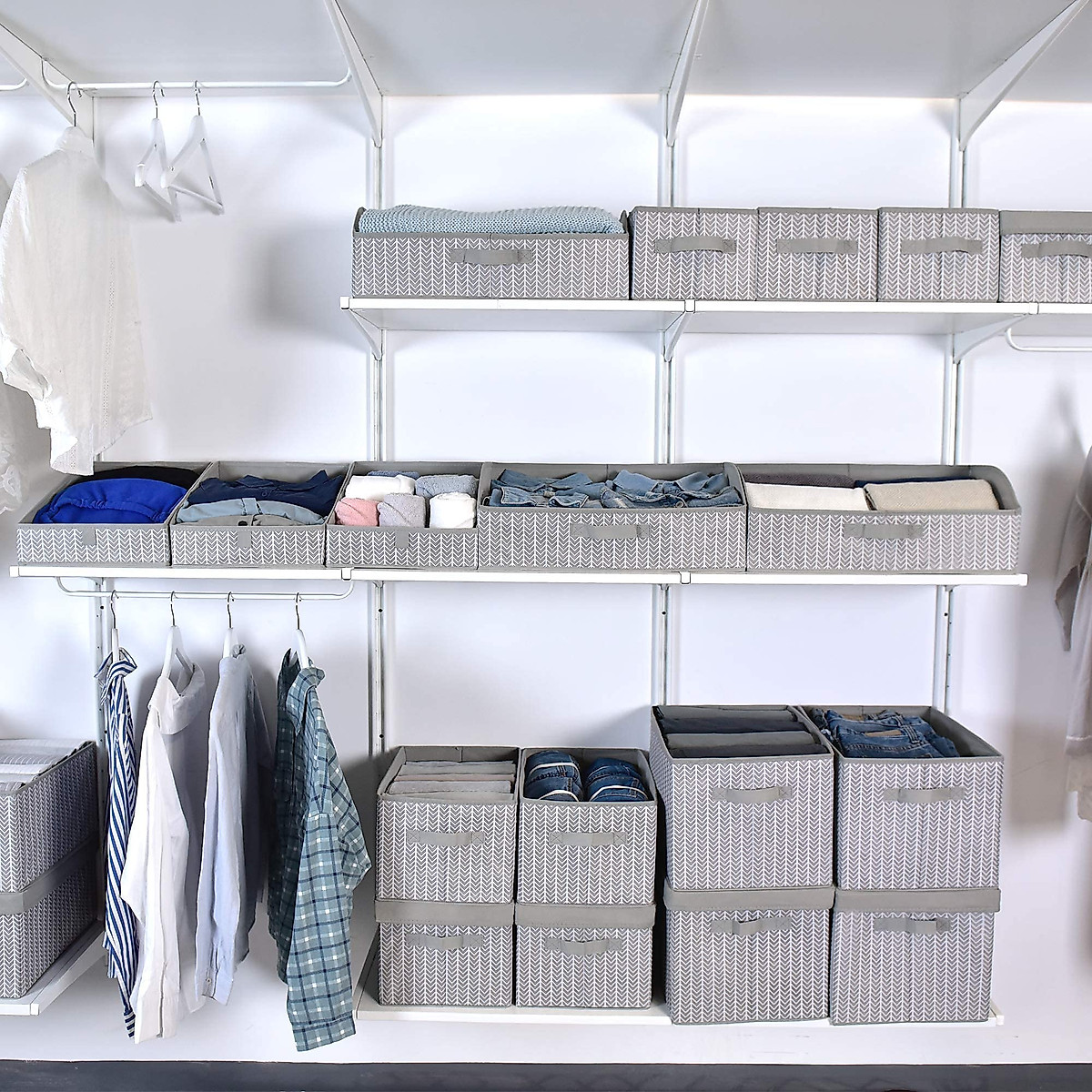 GRANNY SAYS Bundle of 2-Pack Closet Hanging Organizer & 3-Pack Rectangle Storage Bins