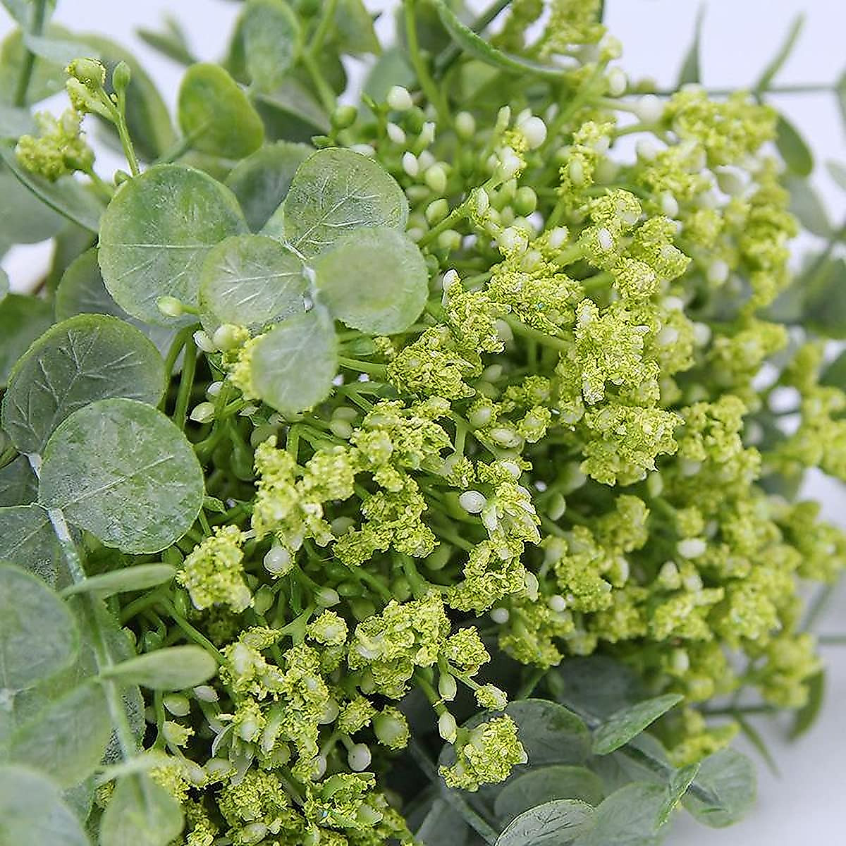 DLWJMDX A Bunch of Artificial Flowers Real Touch Babies Breath Flowers Artificial Eucalyptus Leaves Bouquet for Wedding Party Floral Arrangement Home Garden Office Festive Decoration