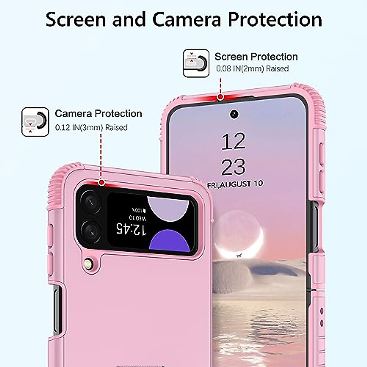 GUAGUA Compatible with Samsung Galaxy Z Flip 3 Case 5G 6.7 Inch Hybrid 2 in 1 Hard PC Soft TPU Heavy Duty Rugged Shockproof Full-Body Protective Phone Cover for Samsung Z Flip3, Pink