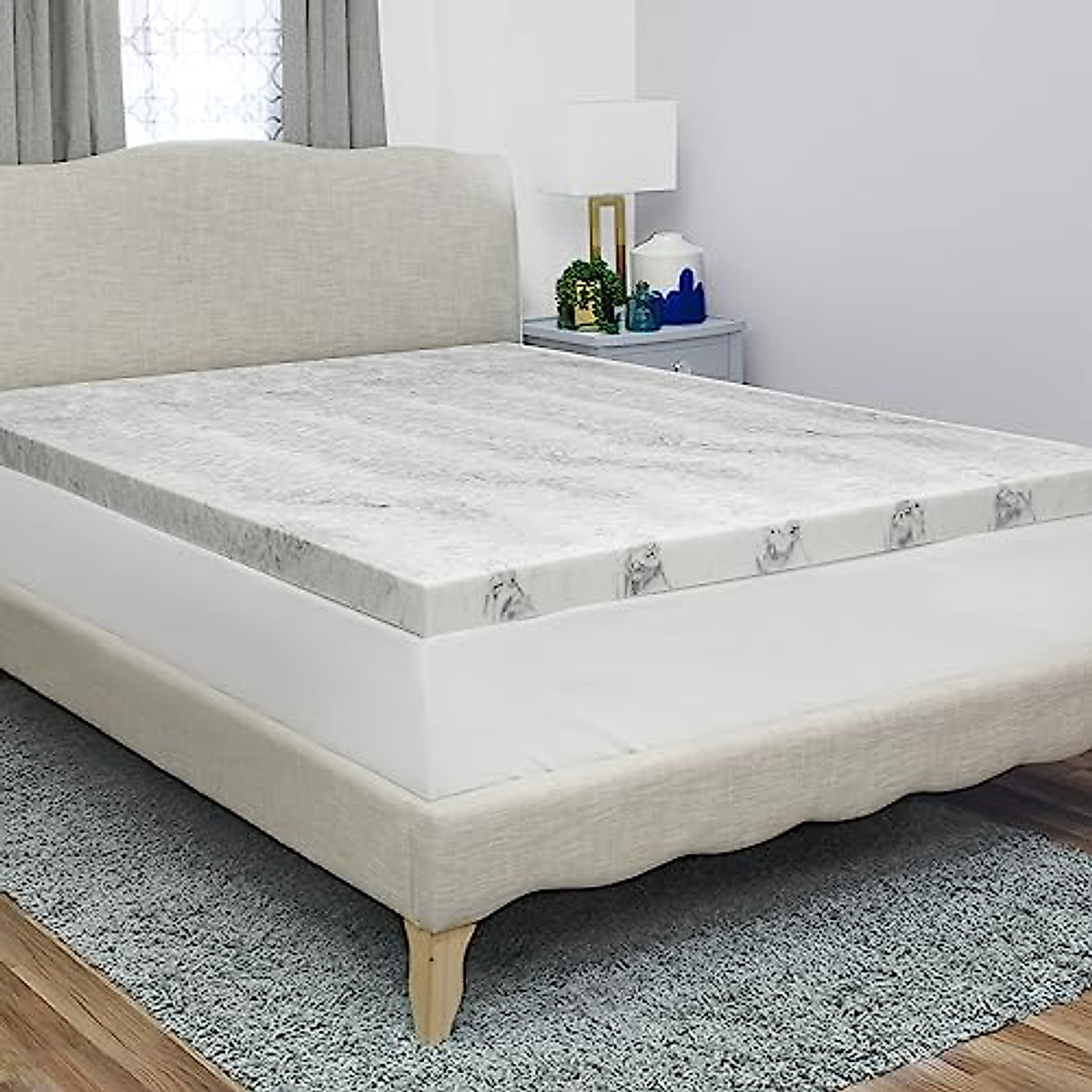 BioPEDIC 3-Inch King Size Mattress Topper, Bamboo Charcoal Infused Medium Plush Memory Foam Mattress Topper, CertiPUR-US Certified, White, King Size (80" L x 76" W x 3" H)