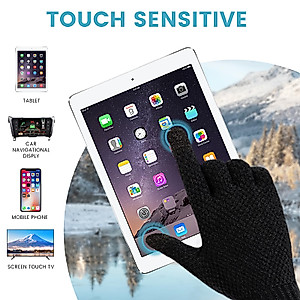 Winter Touchscreen Gloves for Men - Thermal Soft Knit Gloves for Running, Driving and Hiking