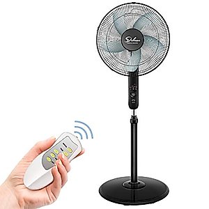 Simple Deluxe Oscillating 16″ Adjustable 3 Speed Pedestal Stand Fan with Remote Control for Indoor, Bedroom, Living Room, Home Office & College Dorm Use, 16 Inch, Black