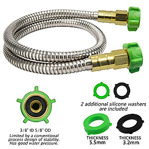 YANWOO 304 Stainless Steel 3ft Short Garden Hose with Female to Female Metal Connector, Flexible & Lightweight Water Hose (3ft)
