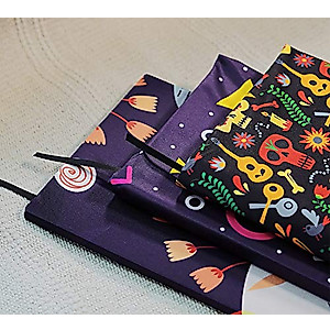 4 Pack Premium Book Covers for Hardcover, Book Covers Stretchable Up to 9x12, Unique Pattern Book Covers for Textbooks, Fabric Cloth Ideal for Comic Book Sleeve, Jumbo Book Socks, Textbook Holder