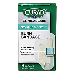 Curad Soothe and Cool Clear Gel Bandages, Assorted, Clear, 8/Box