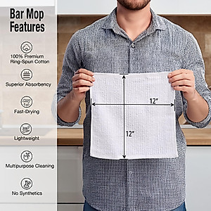 Bar Mop Cleaning Kitchen Dish Cloth Towels,100% Cotton, Machine Washable, Everyday Kitchen Basic Utility Bar Mop Dishcloth Set of 12, White