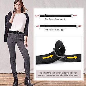 SANSTHS 6 Pieces No Show Women Belts Invisible Elastic Stretch Belt with Flat Buckle for Jeans Pants Dresses（Flat Buckle,S）