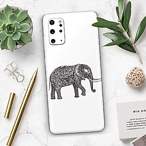 DesignSkinz Black and White Aztec Ethnic Elephant Protective Vinyl Decal Wrap Skin Cover Compatible with The Samsung Galaxy S20 (Screen Trim & Back Glass Skin)
