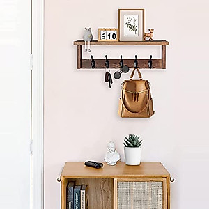 POZEAN Coat Rack Wall Mount with Shelf 2 Pack Coat Hooks for Wall with Shelf, Coat Rack with Wall Hooks for Coat Hanger Wall, Shelves for Wall Decor, Entryway, Mudroom, Bedroom, Bathroom, Kitchen