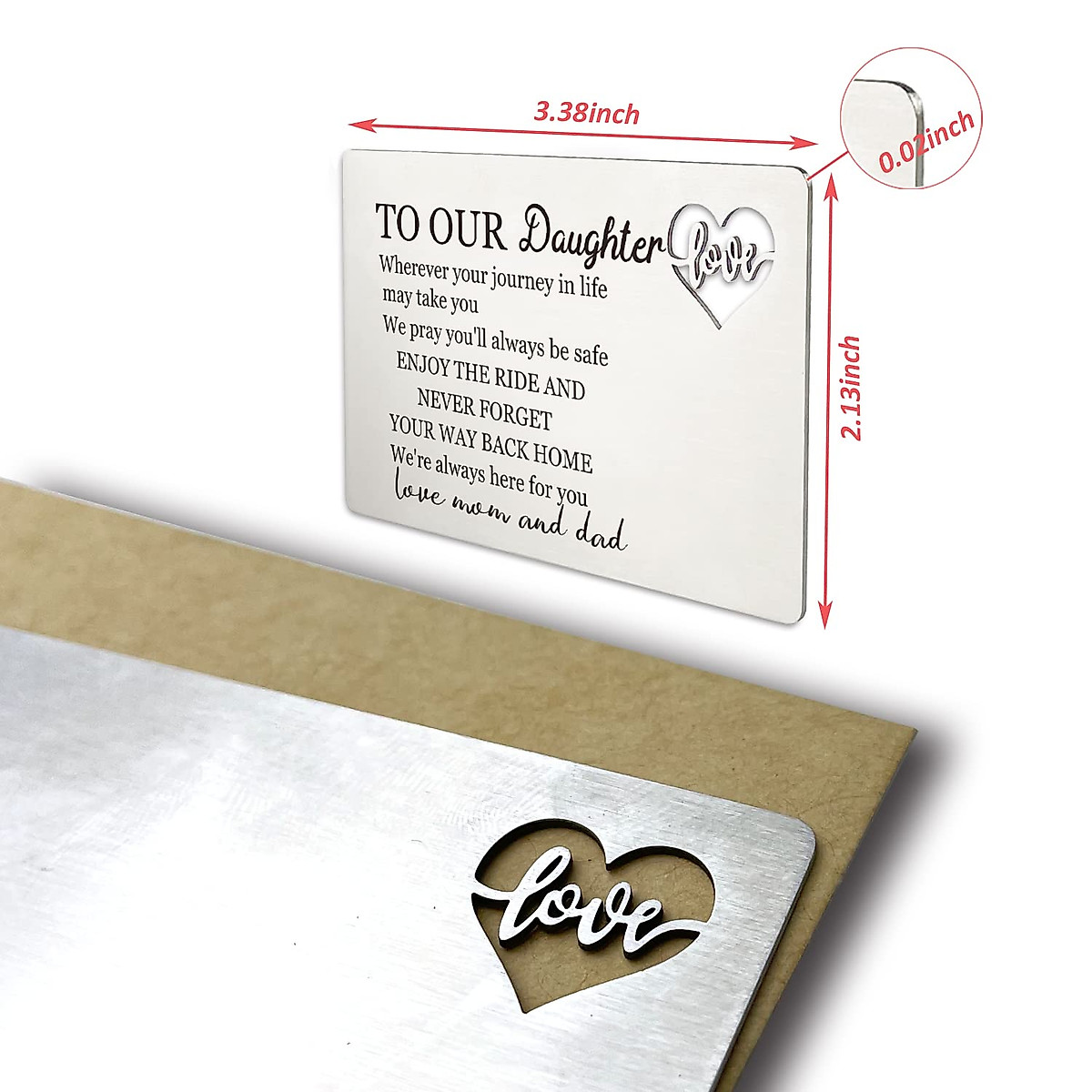 YODOCAMP To Our Daughter Wallet Card Encouragement Gifts Inspirational Graduation Gift Metal Card Christmas Birthday Card Daughter Stepdaughter Gifts from Mom Dad