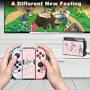 oqpa for Nintendo Switch OLED 2021 Skins Stickers for Girls Boys Kids Cute Kawaii Cartoon Character Design Fun Decals with Tempered Glass Screen Protector for Nintendo Switch OLED(Pk Lash)
