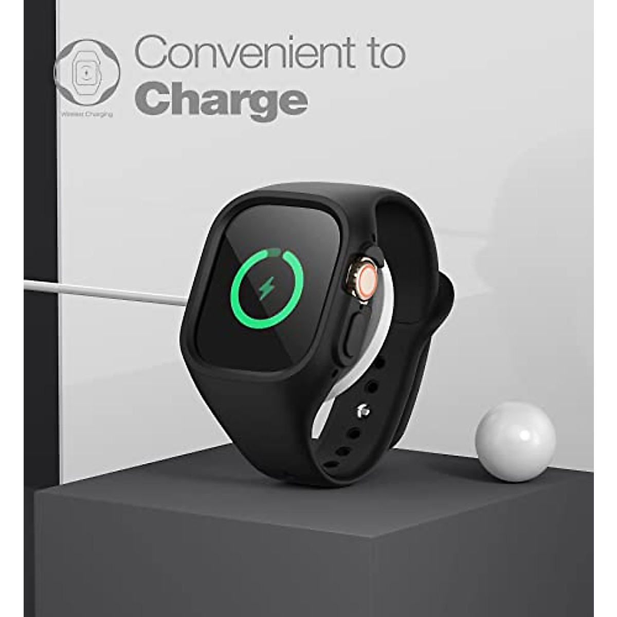 SURITCH Sport Band Case for Apple Watch Ultra 2/ Apple Watch Ultra 49mm, 2-in-1 Soft Silicone Wristbands with Bumper Protective iWatch Case Cover for Men Women, Black